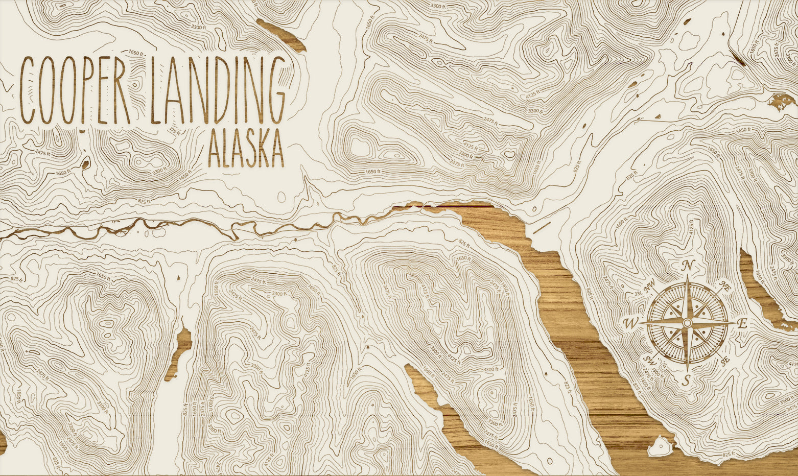 FP1977 - Cooper Landing, AK Engraved Map (Standard)