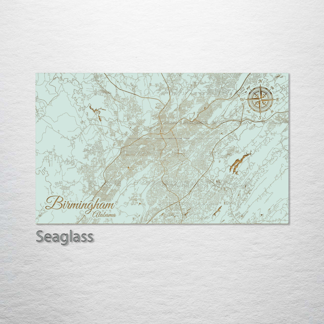 Birmingham, AL Engraved Map (Gold)