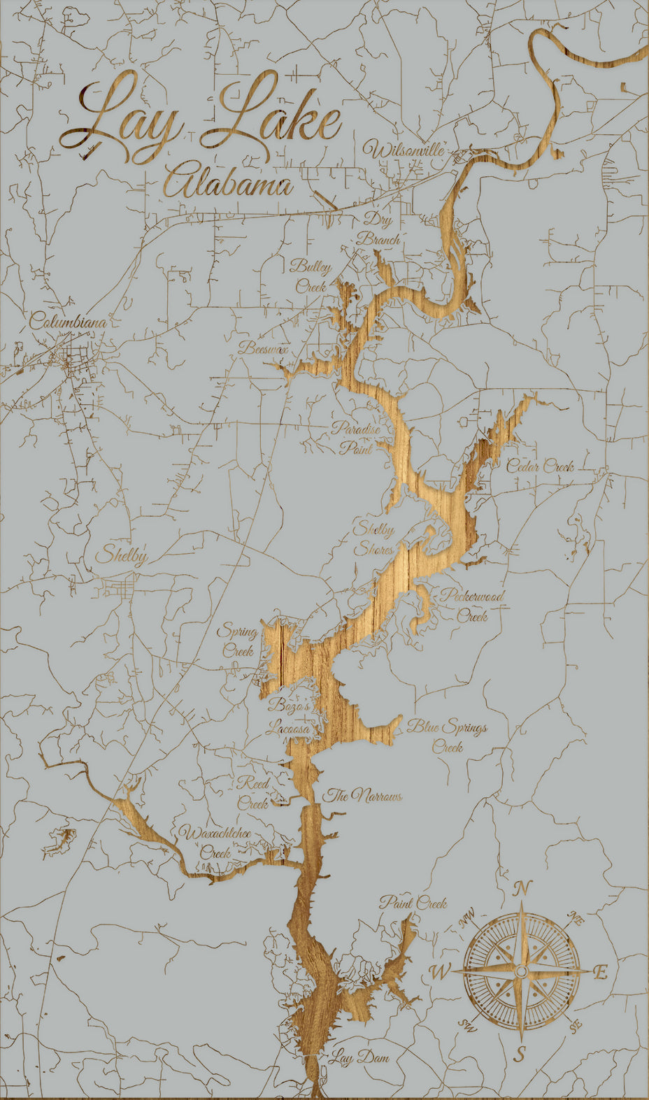 FP1533 - Lay Lake, AL Engraved Map (Standard)