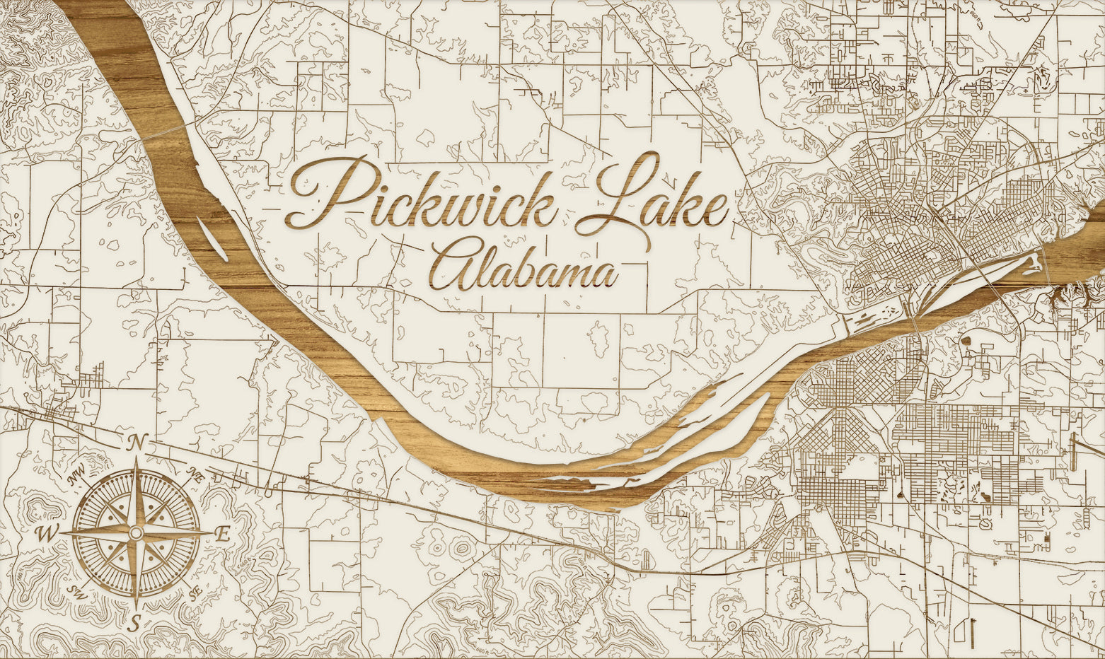 FP2046 - Pickwick Lake, AL Engraved Map (Standard)