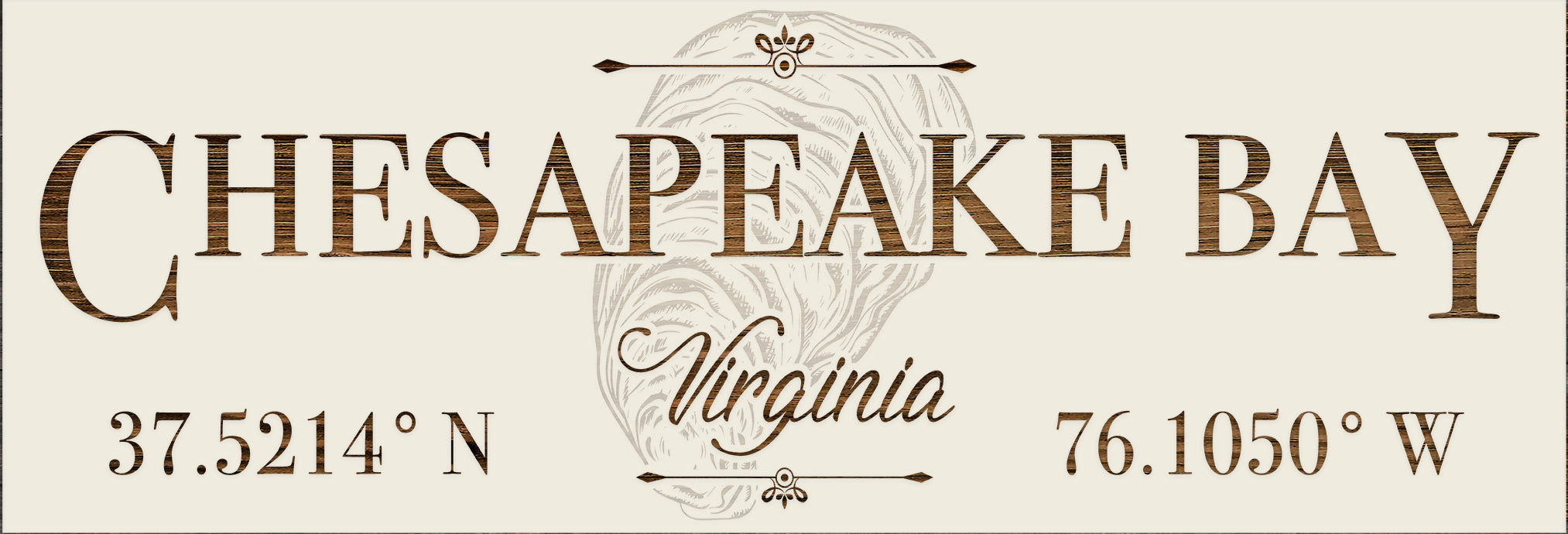 FP1233 - Chesapeake Bay, VA Oyster Engraved Panoramic Coordinate Sign