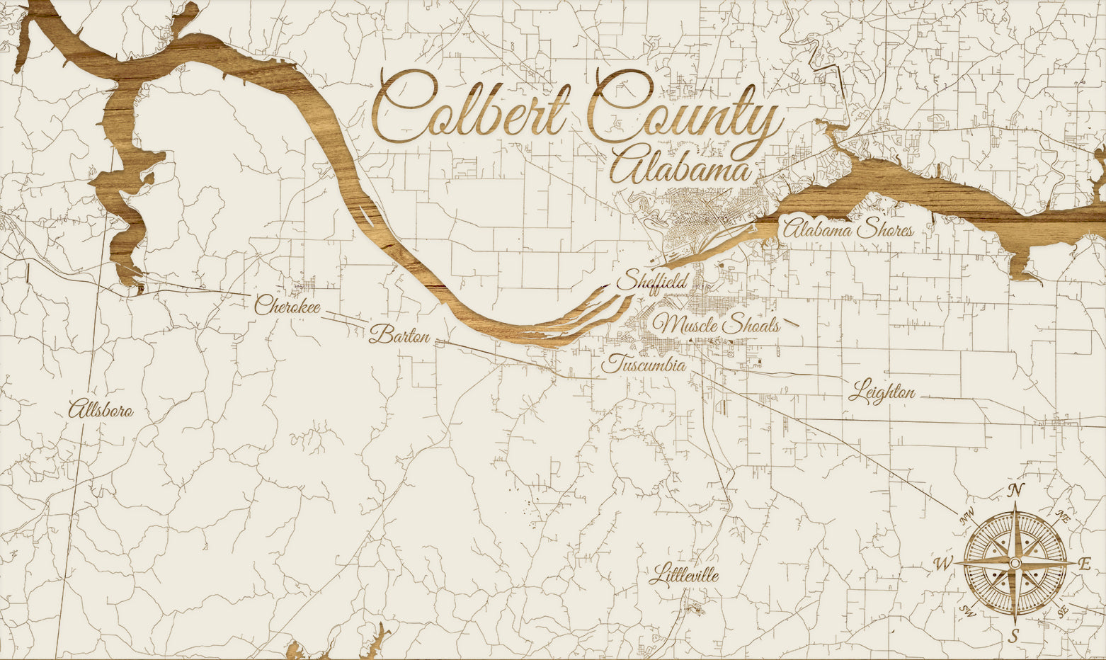 FP0118 - Colbert County, AL Engraved Map (Standard)
