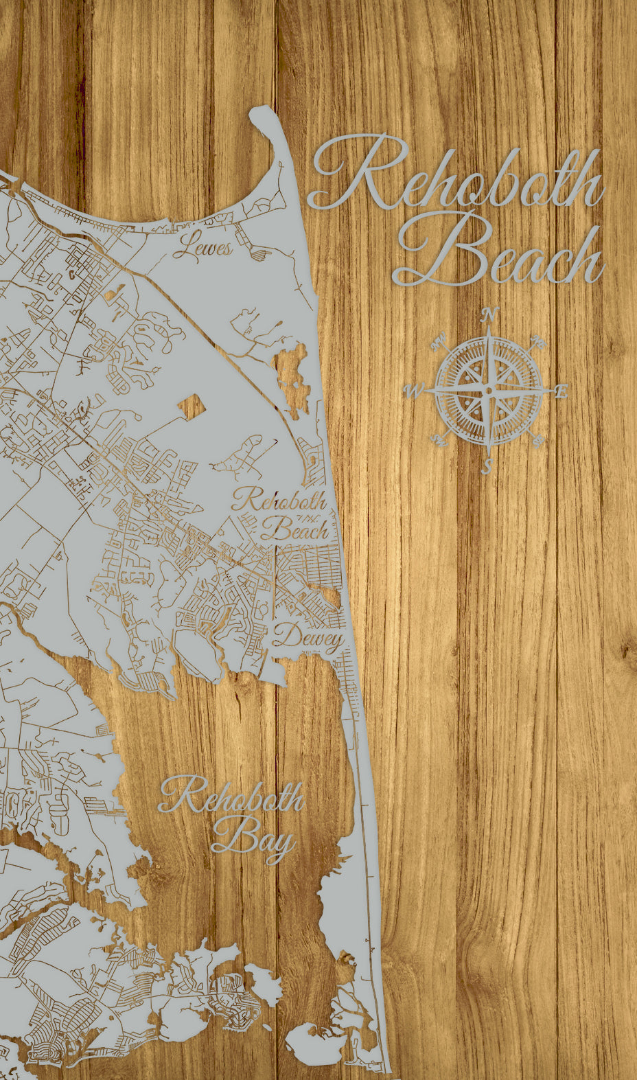 FP0905 - Rehoboth Beach, DE Engraved Map (Bronze)