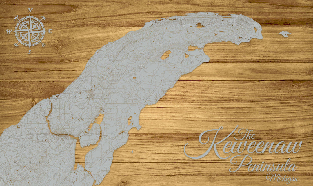 FP0369 - Keweenaw Peninsula, MI Engraved Map (Bronze)