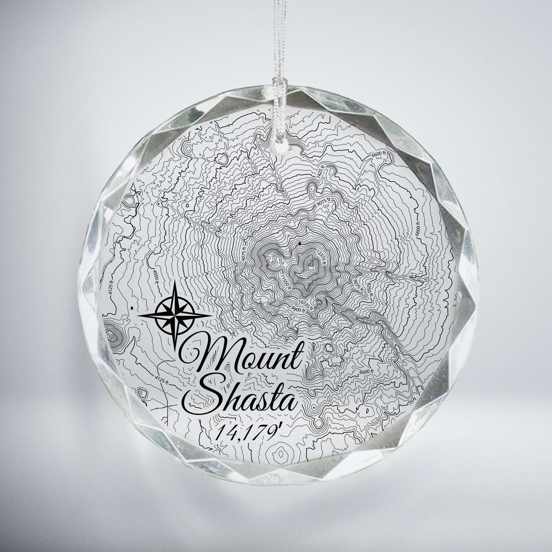 FP1187 - Mt. Shasta Printed Round Glass Ornament (Standard)