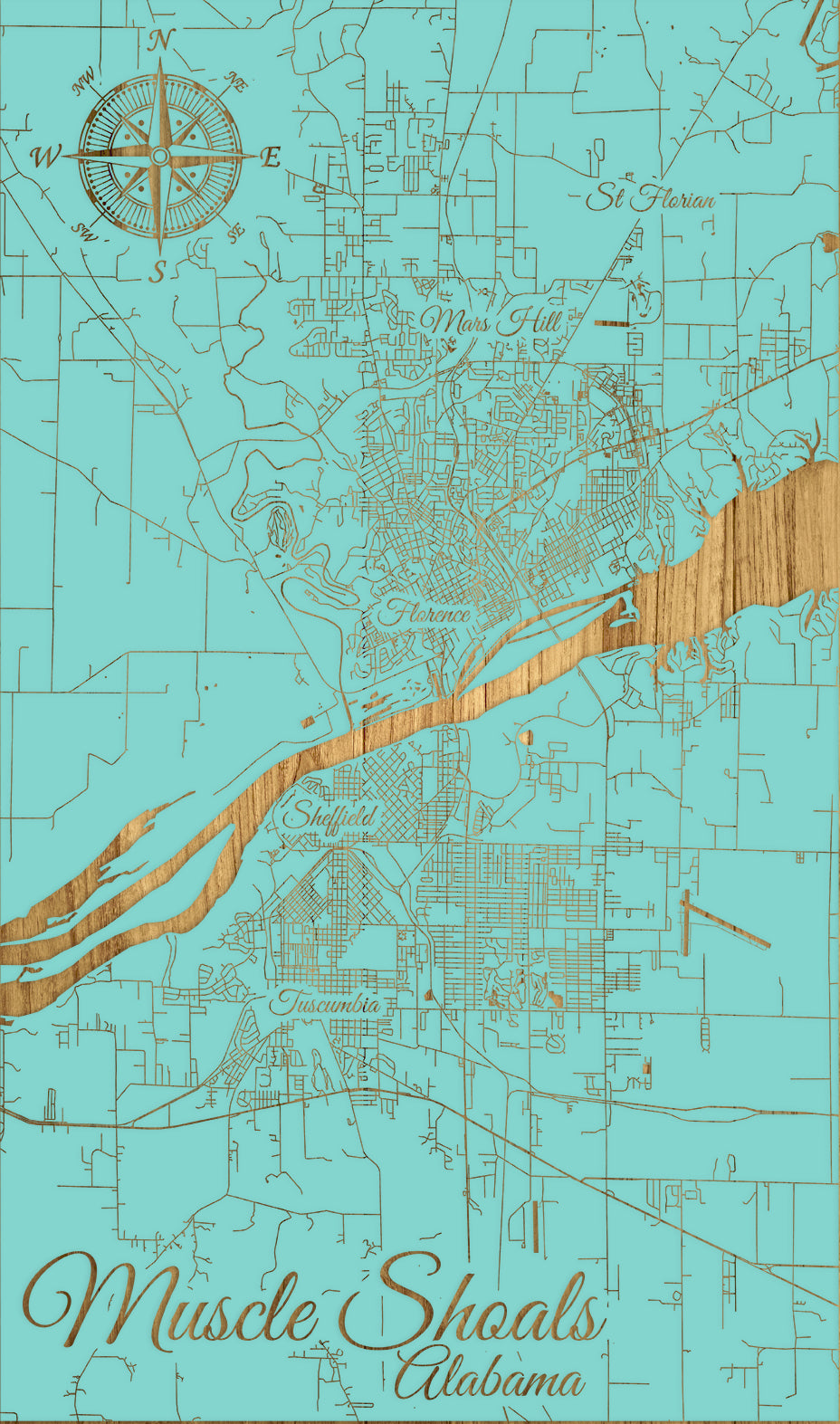 FP0118 - Muscle Shoals, AL Engraved Map (Standard)