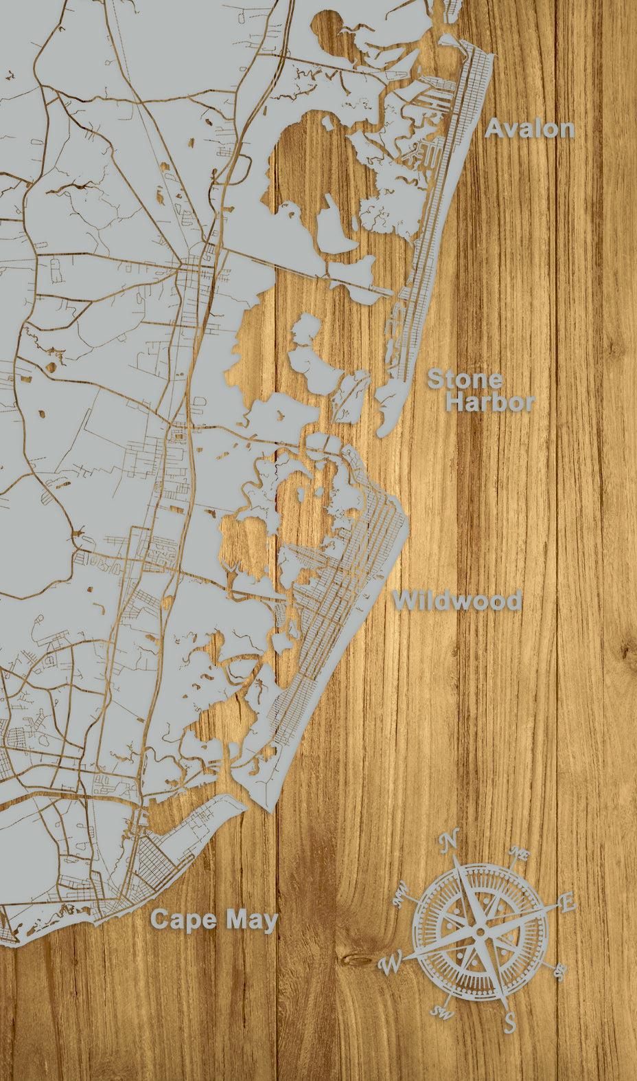 FP0905 - Avalon to Cape May, NJ Engraved Map (Bronze)