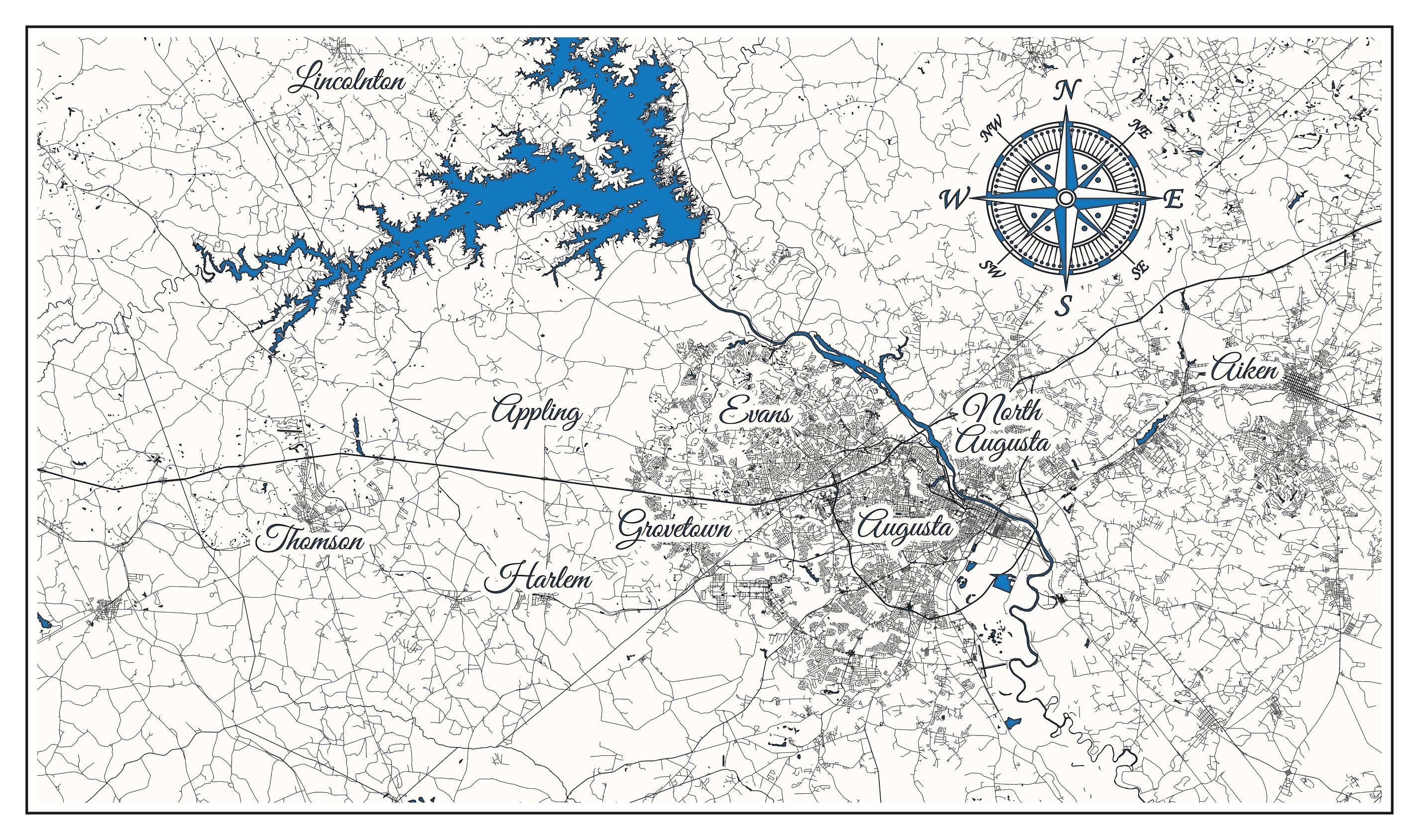 FP1369 - Augusta Area, GA Printed Map (Standard)