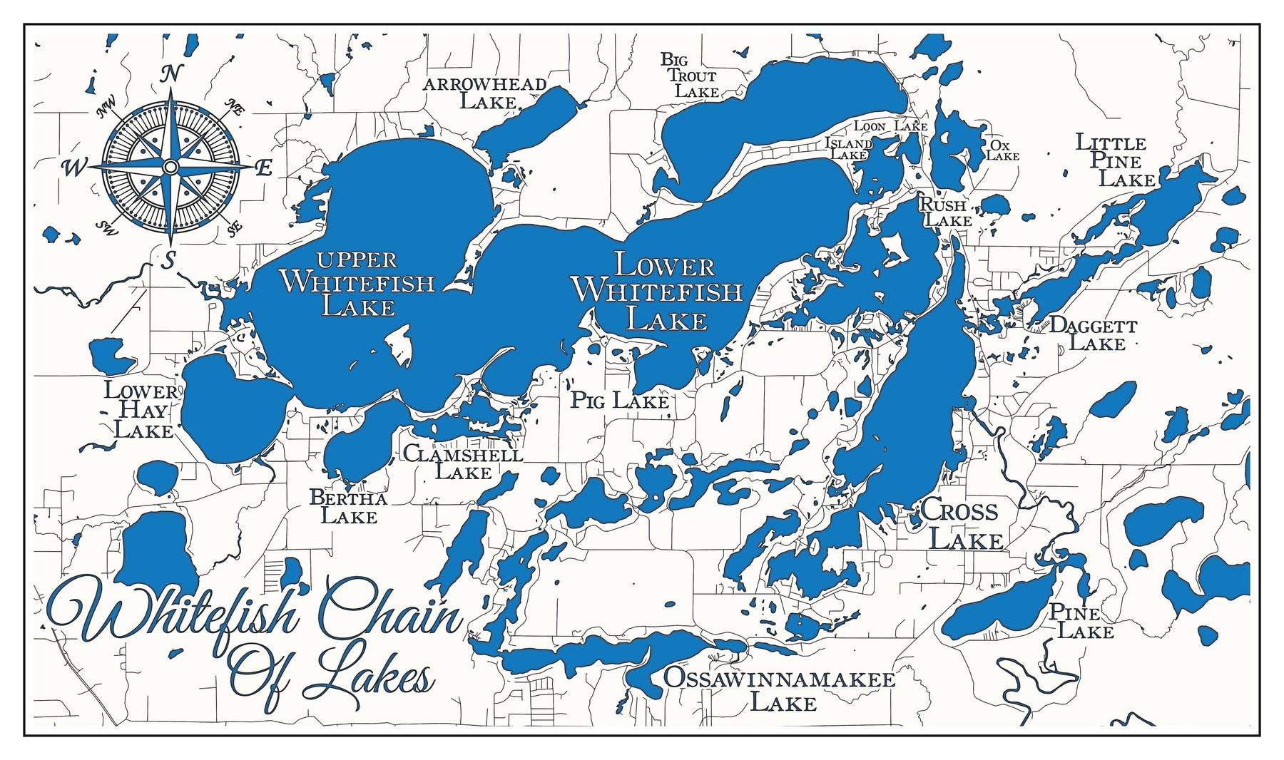 FP0822 - Whitefish Lake Chain Printed Map (Standard)