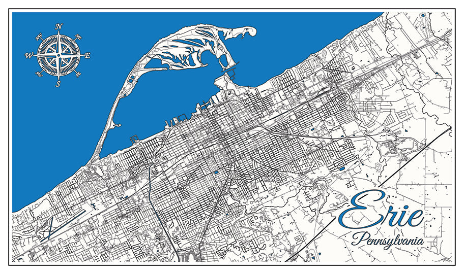 FP0825 - Erie, Pennsylvania Printed Map (Bronze)