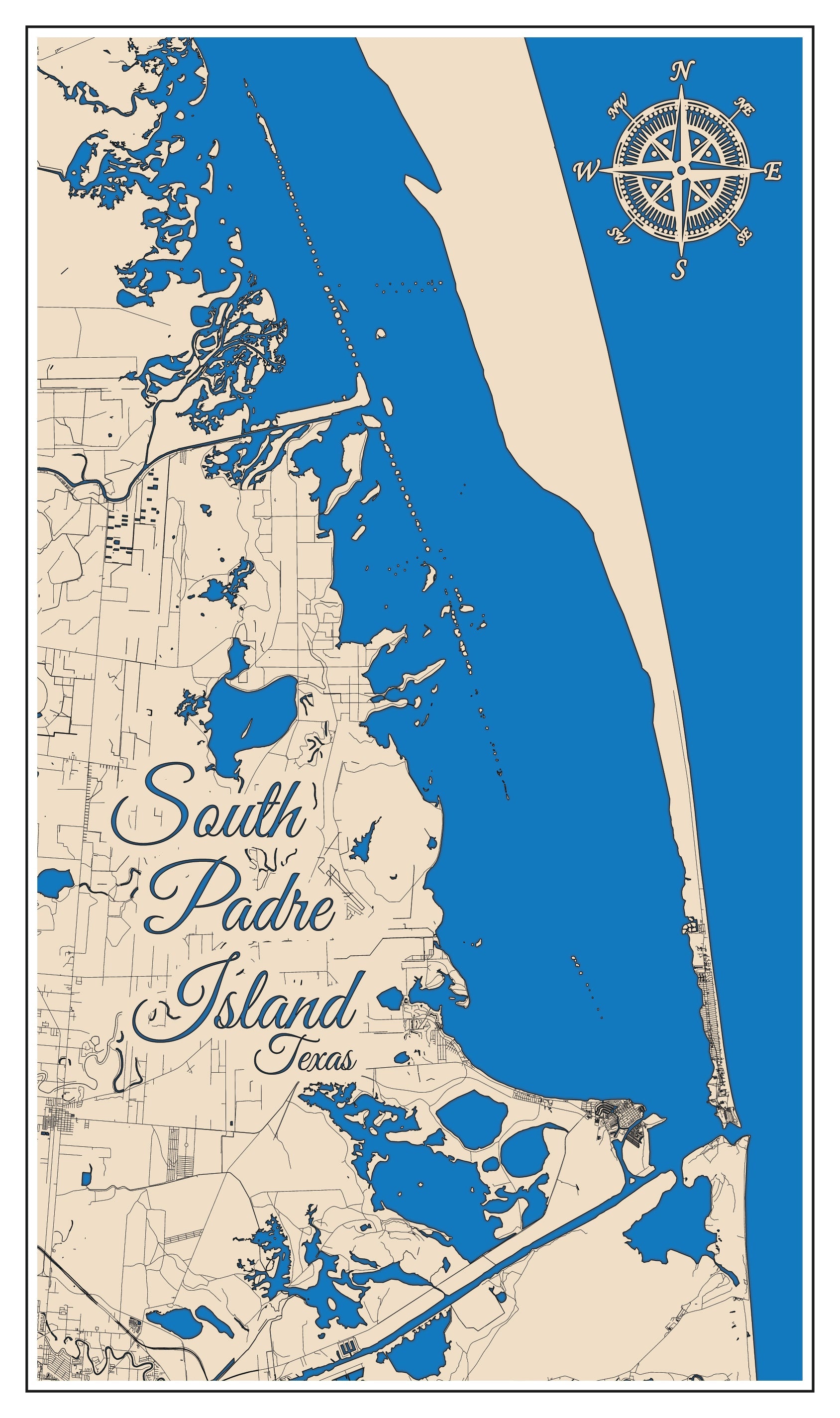FP1711 - South Padre Island, TX Printed Map (Standard)