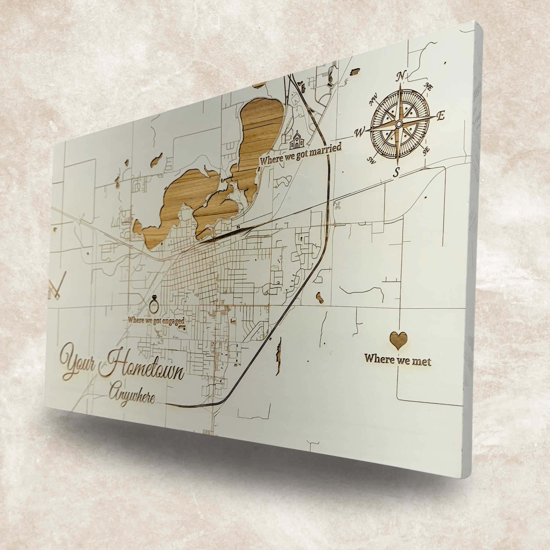 Engraved Wood Map