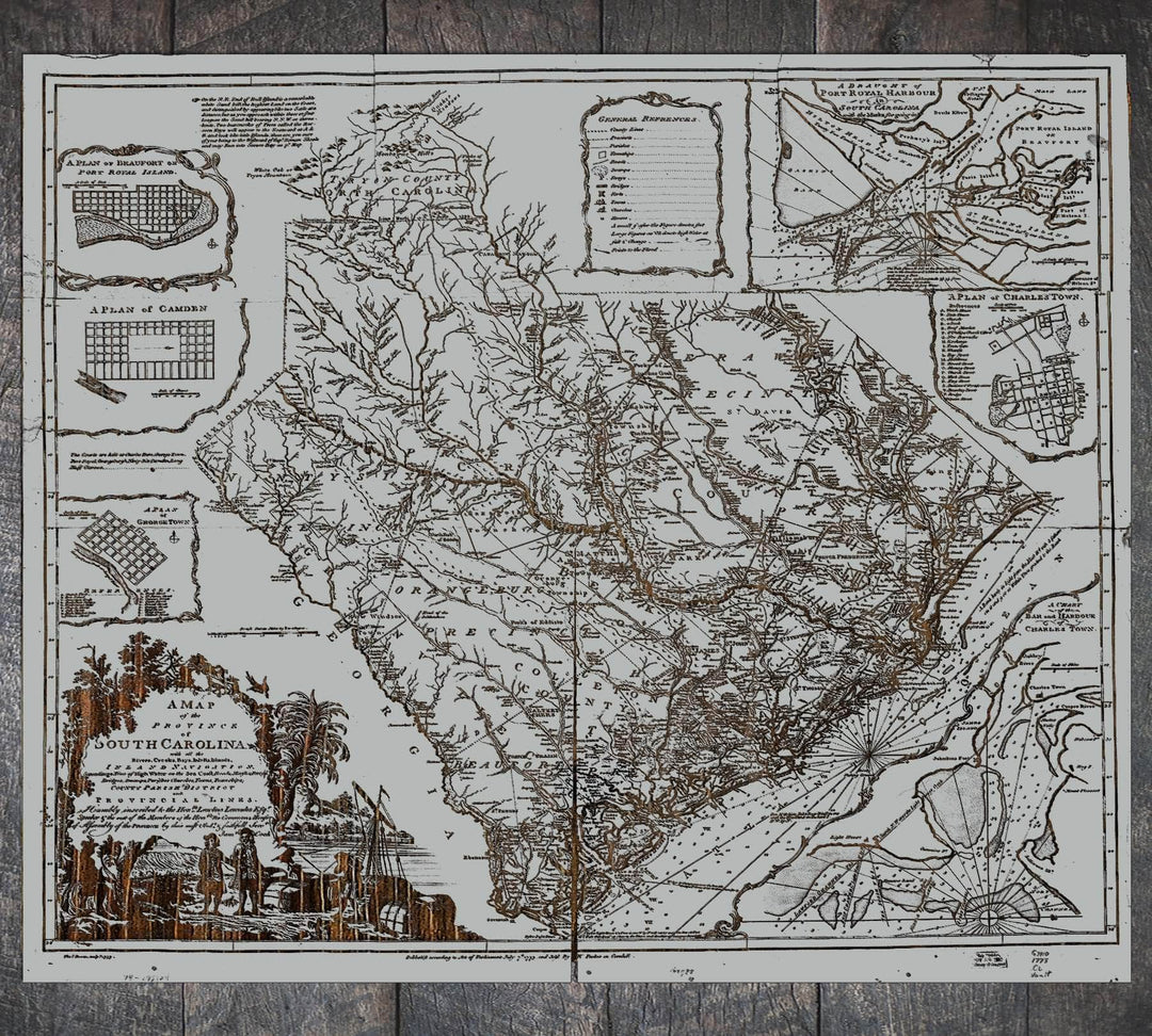 FP0592 - 1773 South Carolina Engraved Map (Gold)
