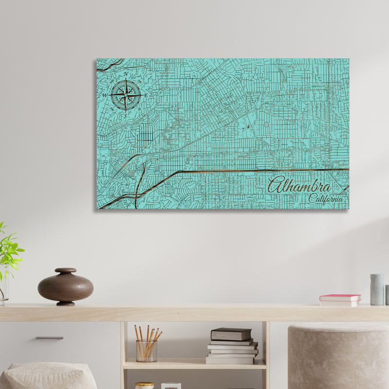 Alhambra, California Street Map – Fire & Pine