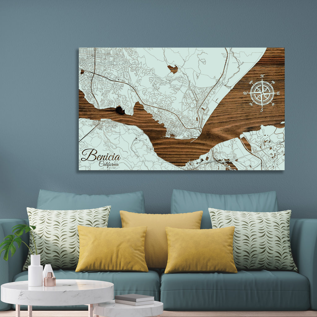 Benicia, California Street Map – Fire & Pine