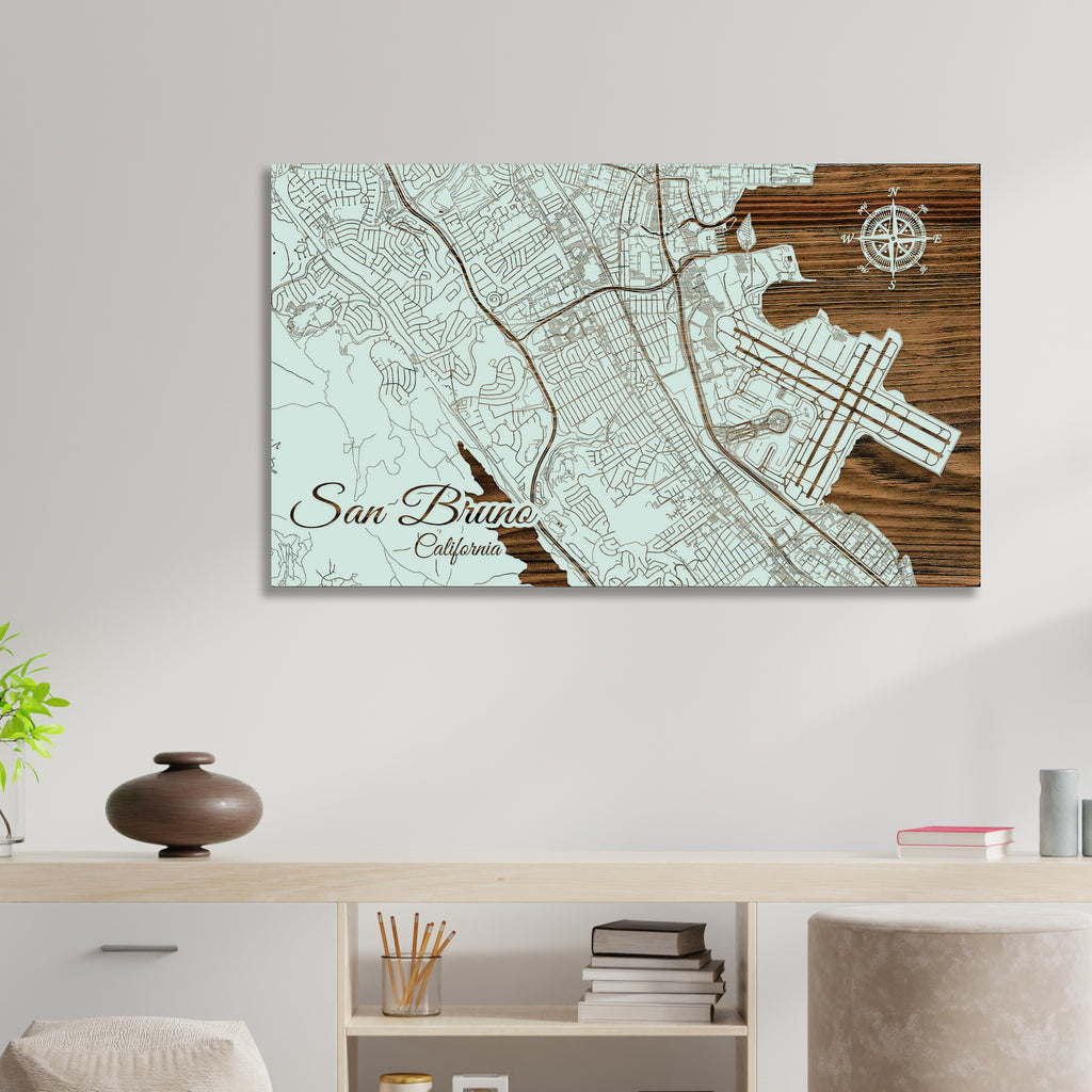 San Bruno, California Street Map – Fire & Pine