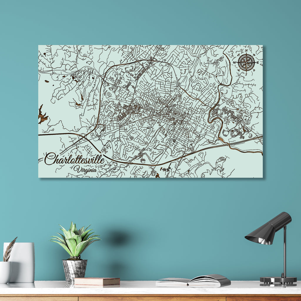 Charlottesville, Virginia Street Map – Fire & Pine