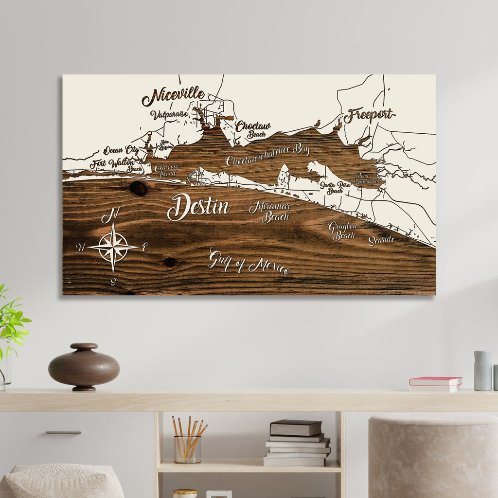 Destin, Florida Whimsical Map – Fire & Pine