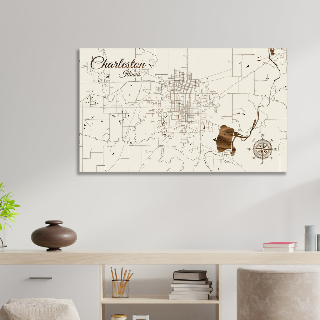 Charleston, Illinois Street Map – Fire & Pine