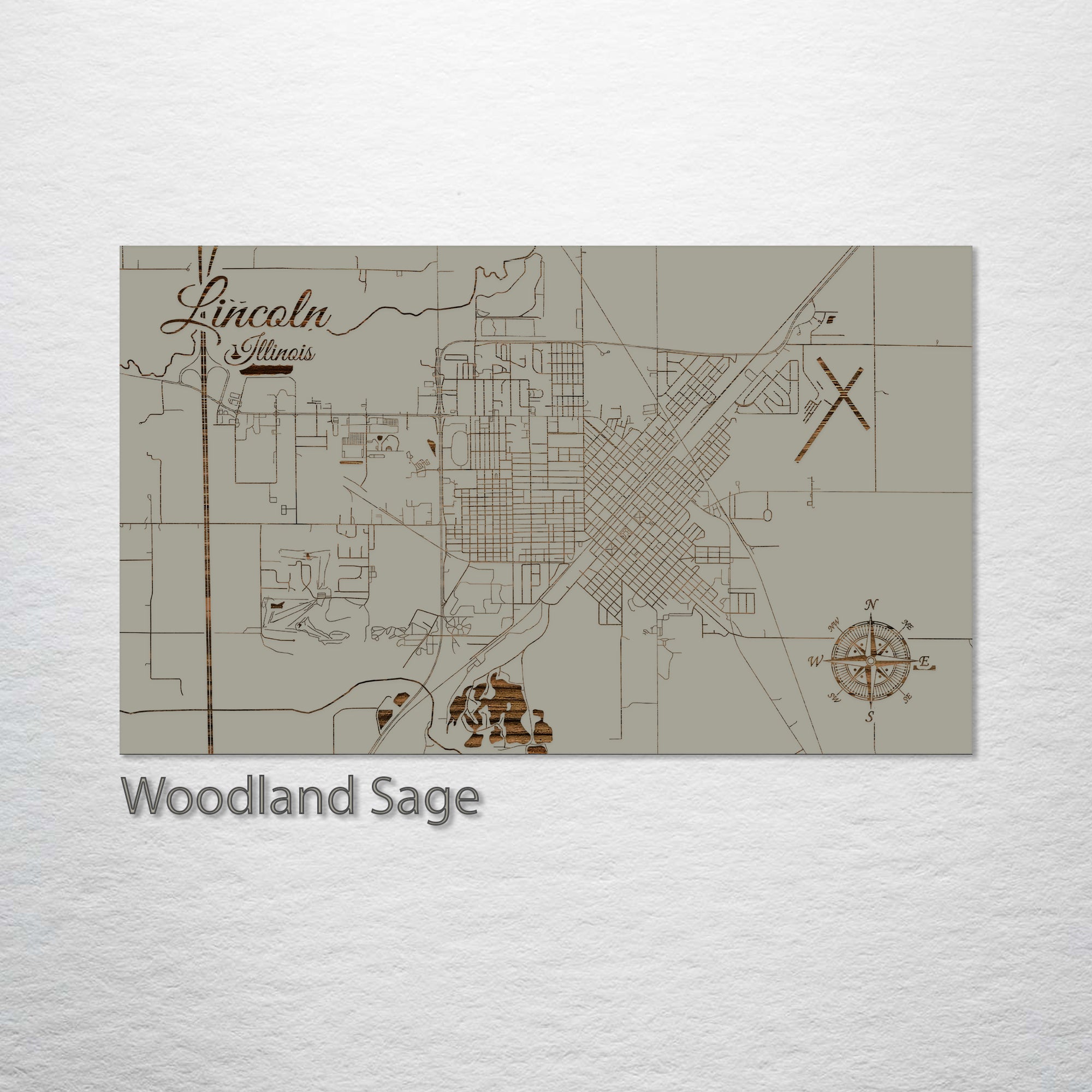 Lincoln, Illinois Street Map – Fire & Pine