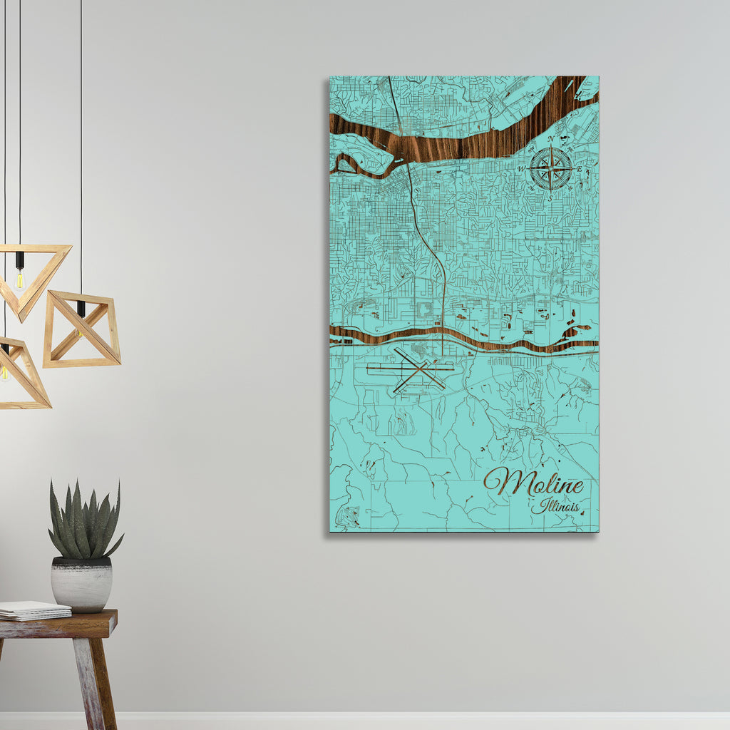 Moline, Illinois Street Map – Fire & Pine