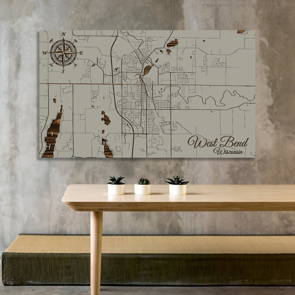 West Bend, Wisconsin Street Map – Fire & Pine